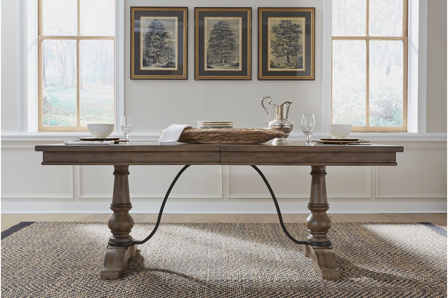 Americana Farmhouse Brown Extension Trestle Table - Georgia Furniture Mart