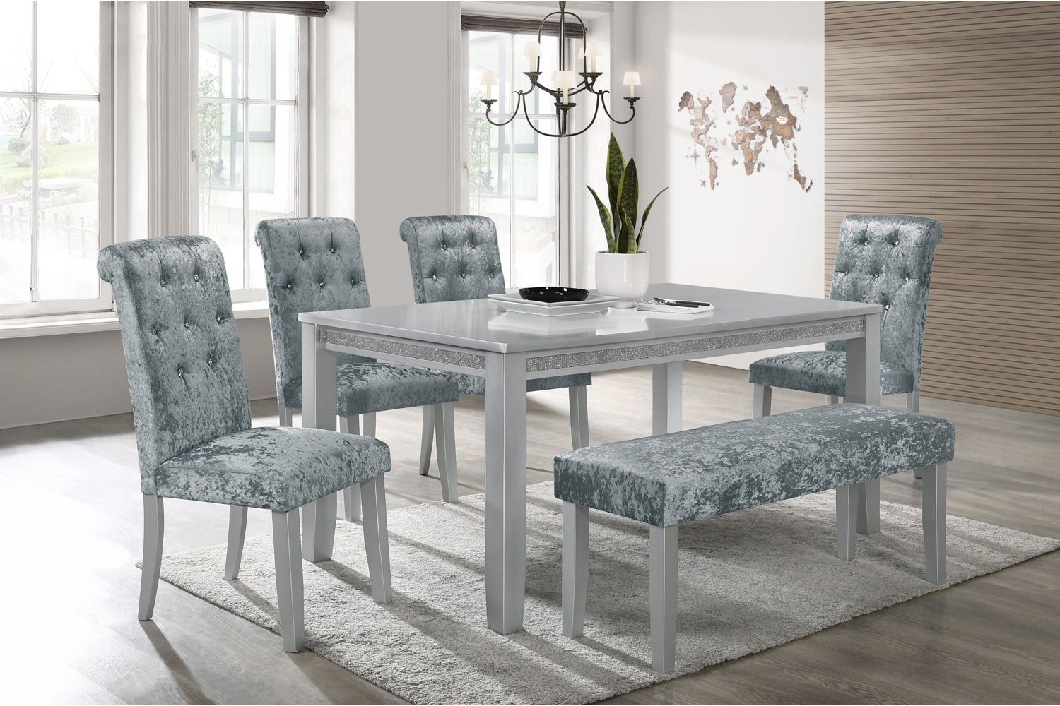 Vela 6 Piece Dining Set With Bench - Georgia Furniture Mart