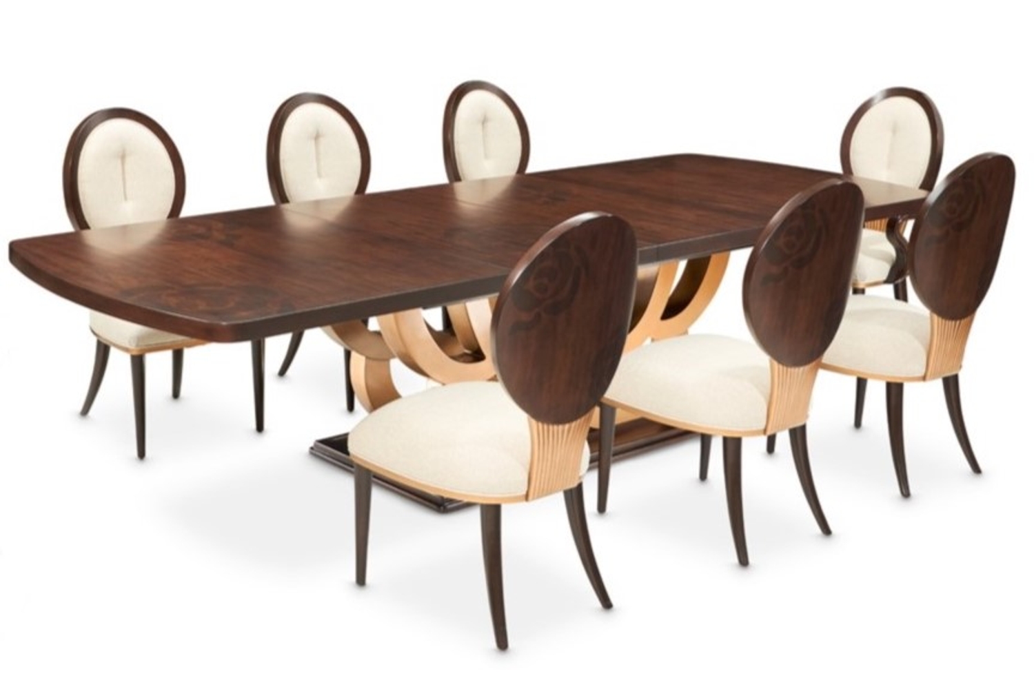 Camellia Field Warm Pecan Rectangle 5 Piece Dining Set By Michael Amini ...