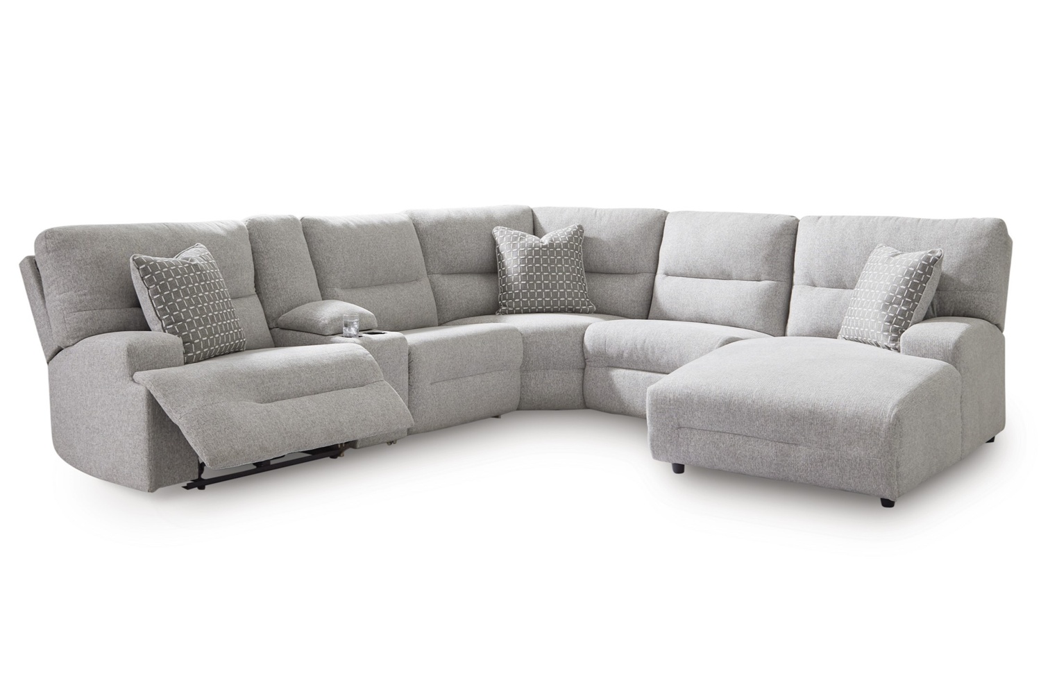 Acklen Place Pewter 6-Piece Power Reclining Sectional With Right Chaise ...