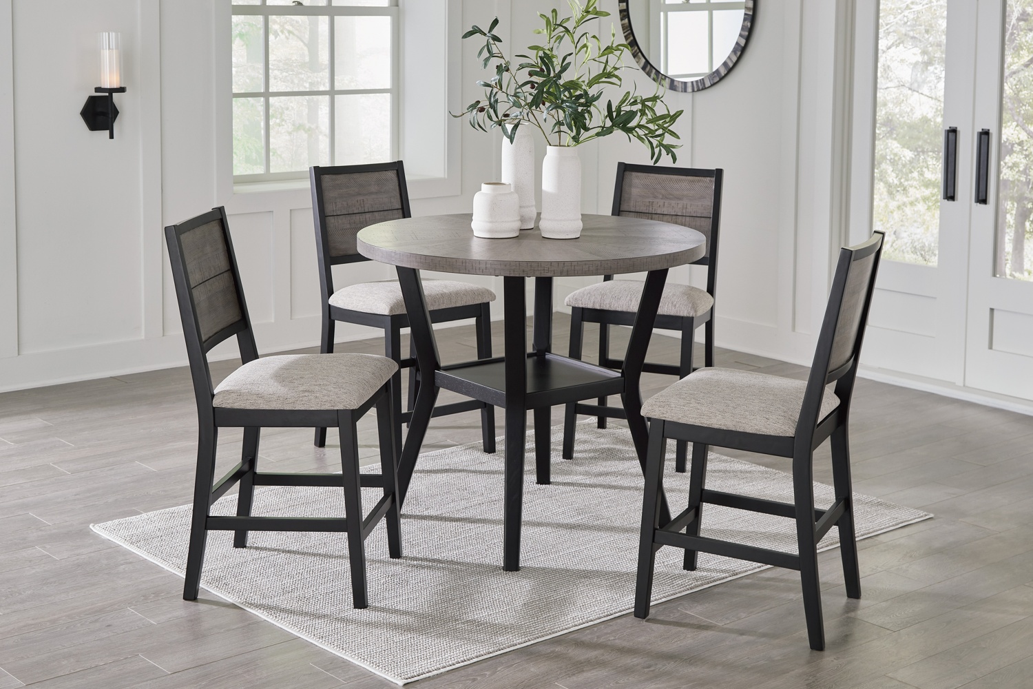 Corloda Black Round Counter Height 5 Piece Dining Set - Georgia ...