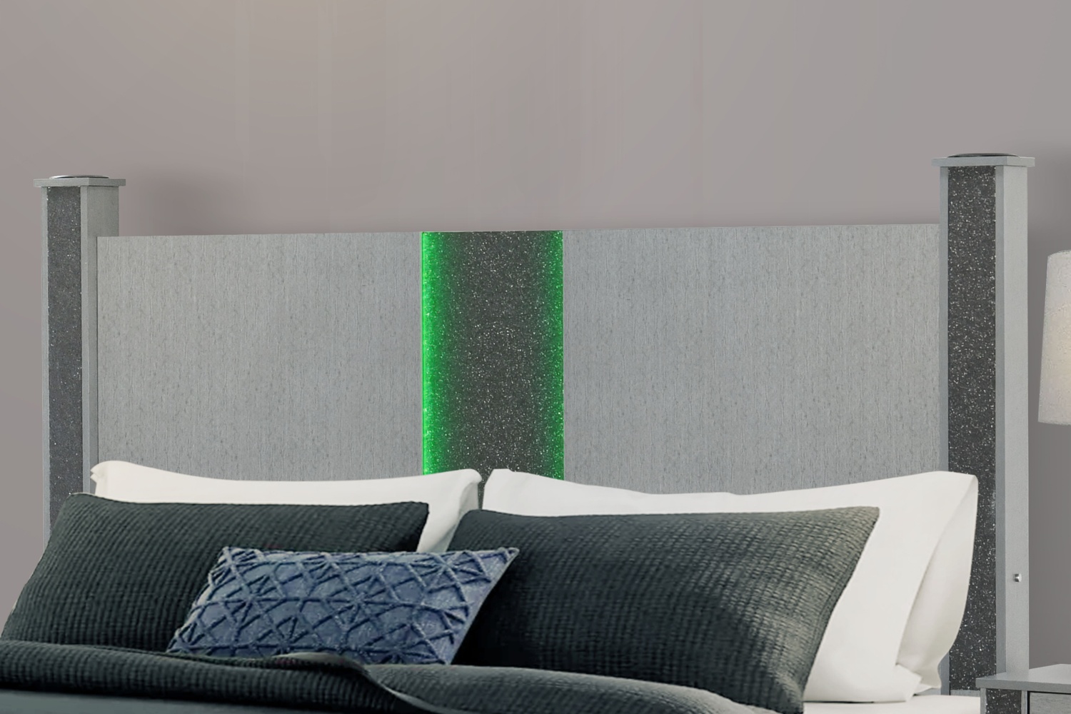 Logan Silver King 4 Piece Bedroom Set With LED And Speakers - Georgia ...