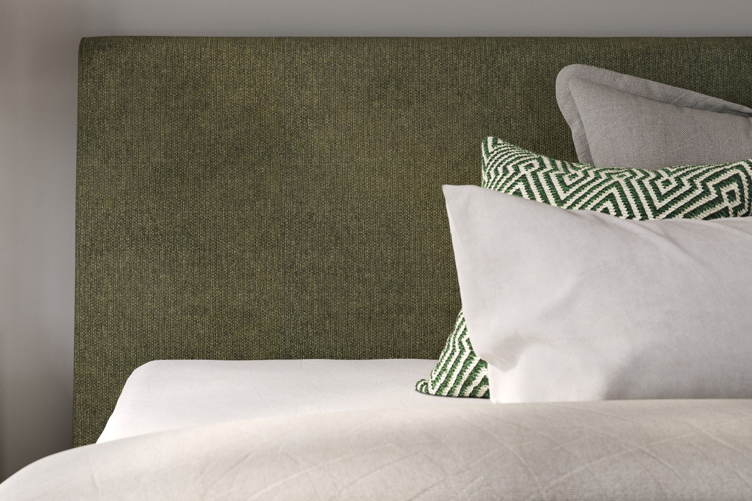 Chirason Sage Green Queen Upholstered Bed With Roll Slats - Georgia ...